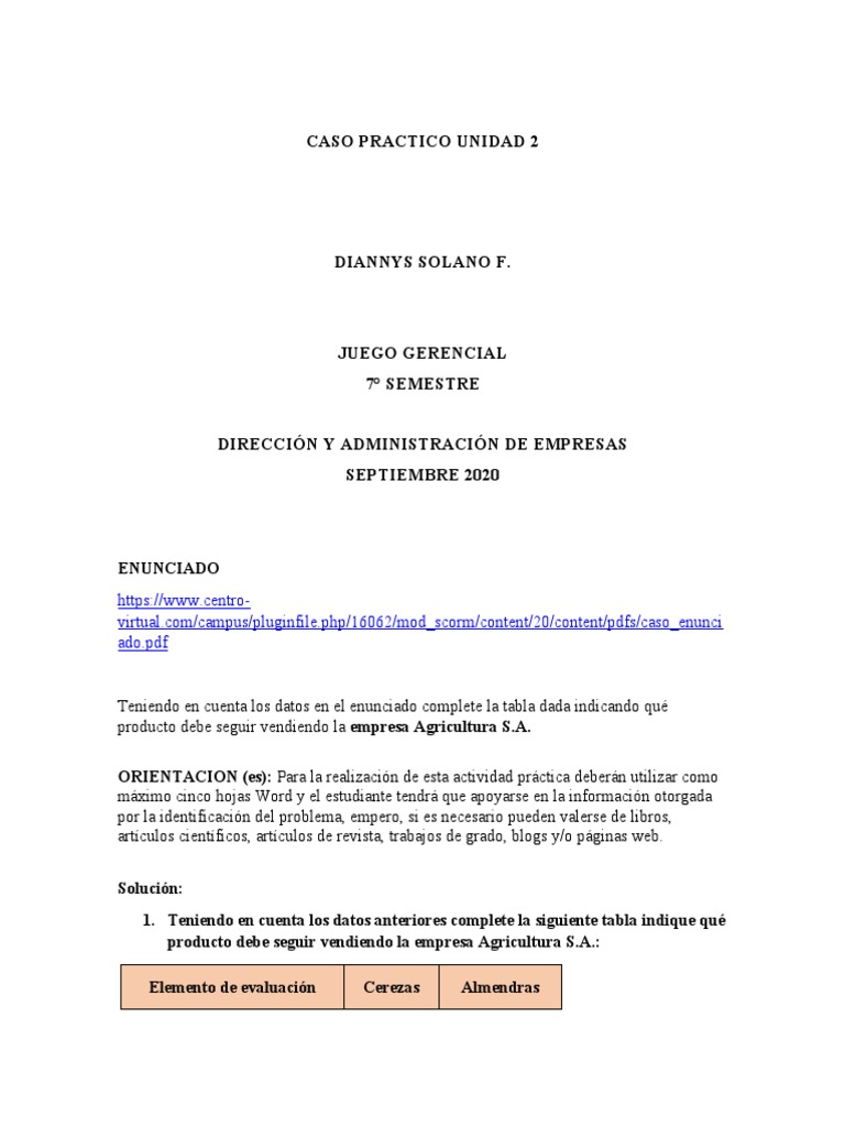 Caso Practico U2 Juego Gerencial | PDF