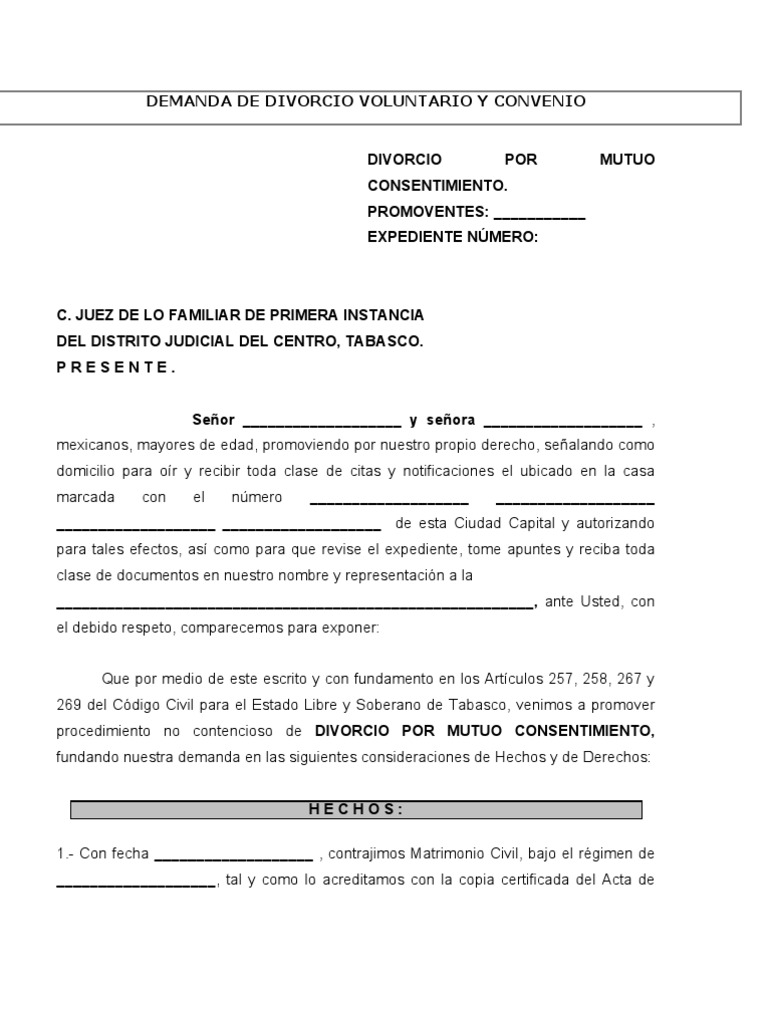 DIVORCIO-MUTUO CONSENTIMIENTO | Divorcio | Demanda judicial