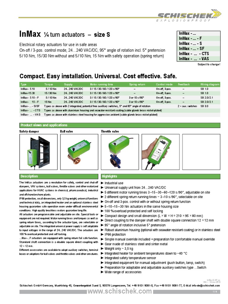 Inmax: Turn Actuators - Size S | PDF | Electric Motor | Switch