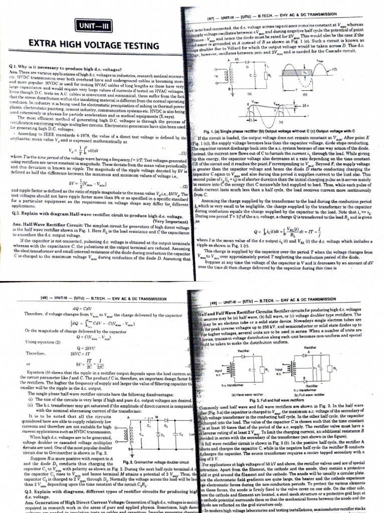 Ehv Ac & DC Unit 3&4 PDF | PDF | Rectifier | Capacitor
