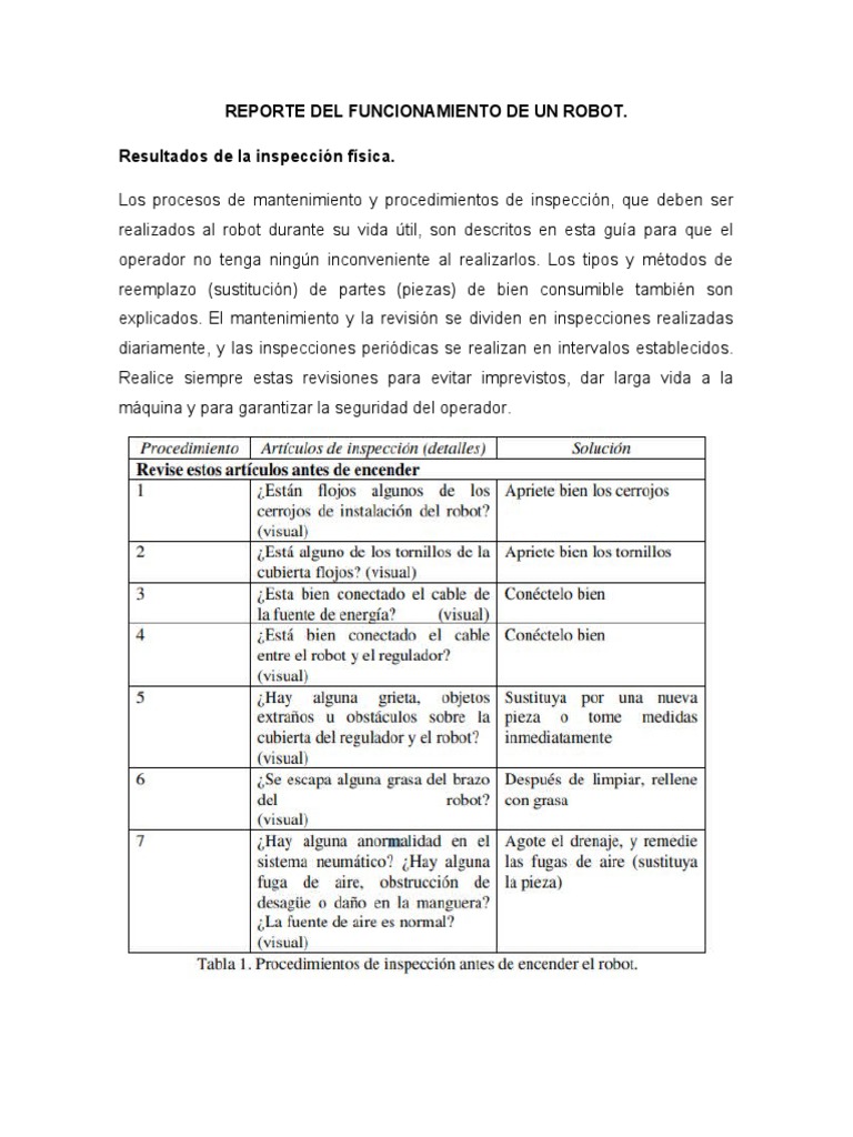 Reporte Del Funcionamiento de Un Robot | PDF | Robot | Robótica
