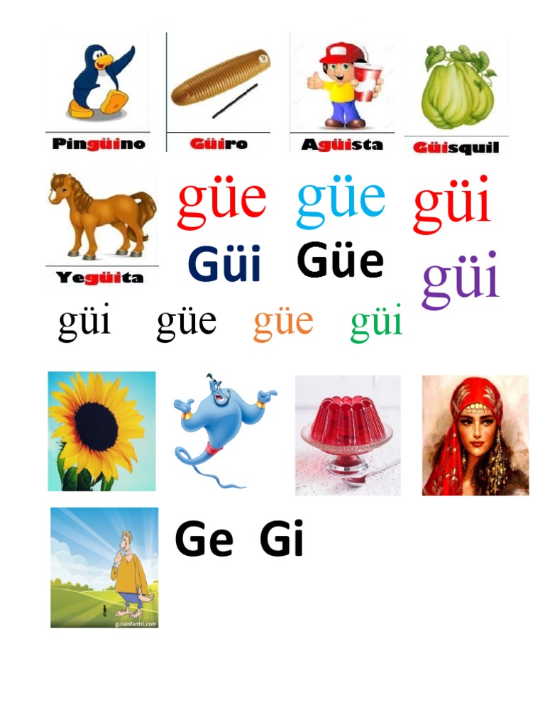 Imagnes Con Las Silabas Güe, Güi, Ge y Gi | PDF