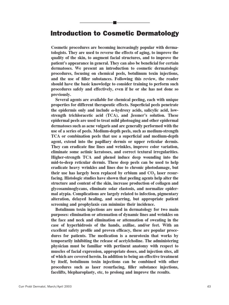 Introduction To Cosmetic Dermatology | PDF | Scar | Skin