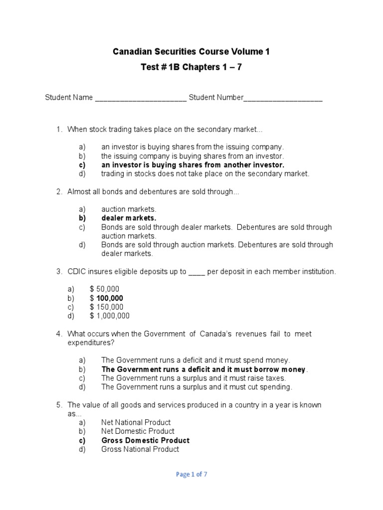 CSC Vol 1 Test 1 VB With Solutions | PDF | Bonds (Finance) | Present Value