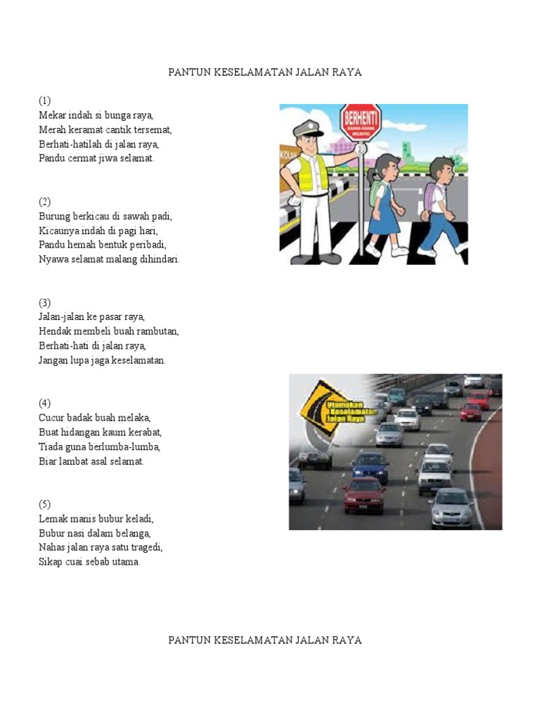 Pantun Keselamatan Jalan Raya (BBM Cerap 26 Ogos 2020) | PDF