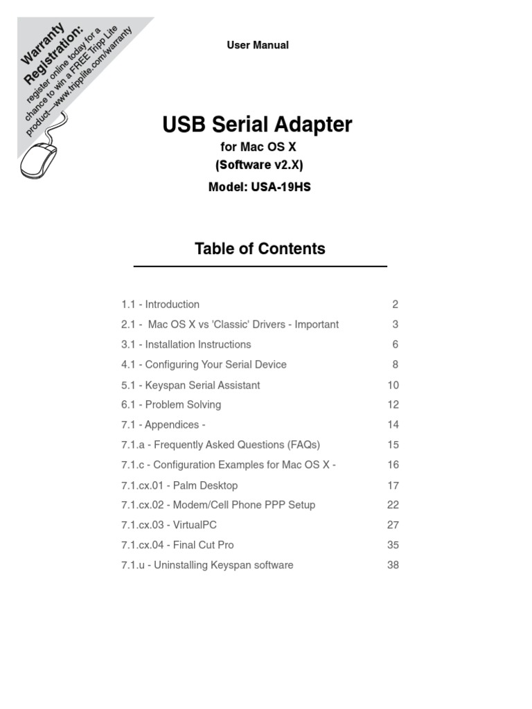 USA-19HS Mac OS X Manual PDF | PDF | Usb | Installation (Computer Programs)