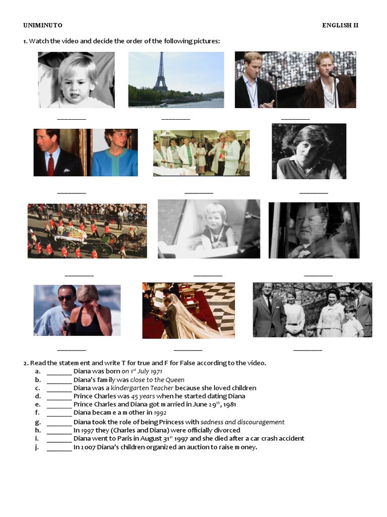 Diana Biography Video Comprehension UNIMINUTO | PDF