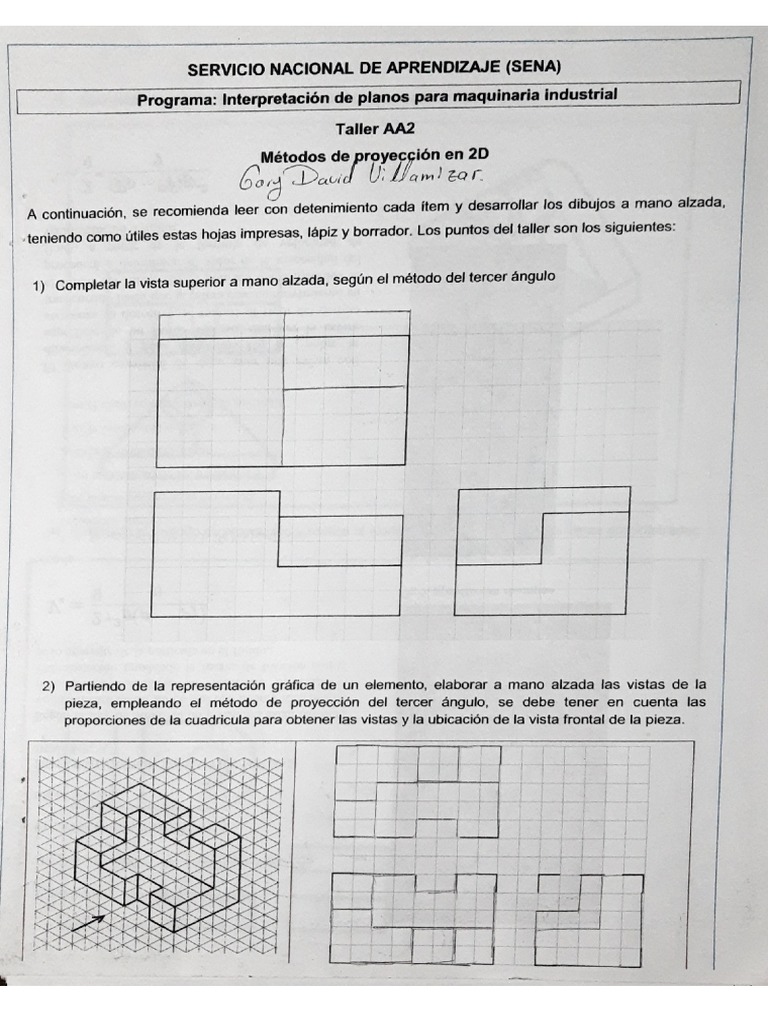 Taller 2 Metodos de Proyección en 2d Gary Villamizar | PDF Taller 2 Metodos de Proyección en 2d Gary Villamizar | PDF
