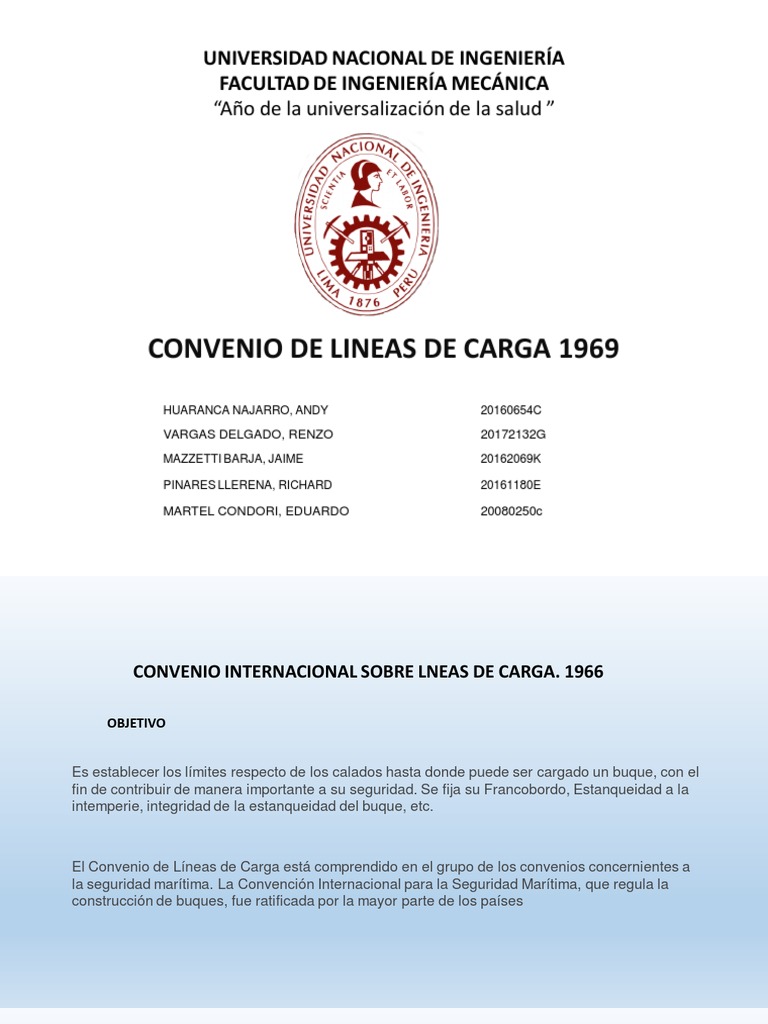 Convenio de Lineas de Carga 1969: "Año de La Universalización de La Salud " | Descargar gratis ...