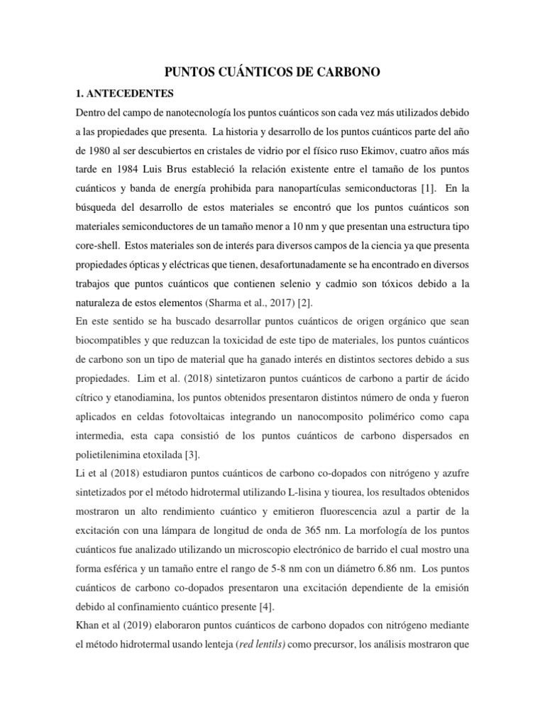 Puntos Cuánticos de Carbono | PDF | Espectroscopia | Electrón