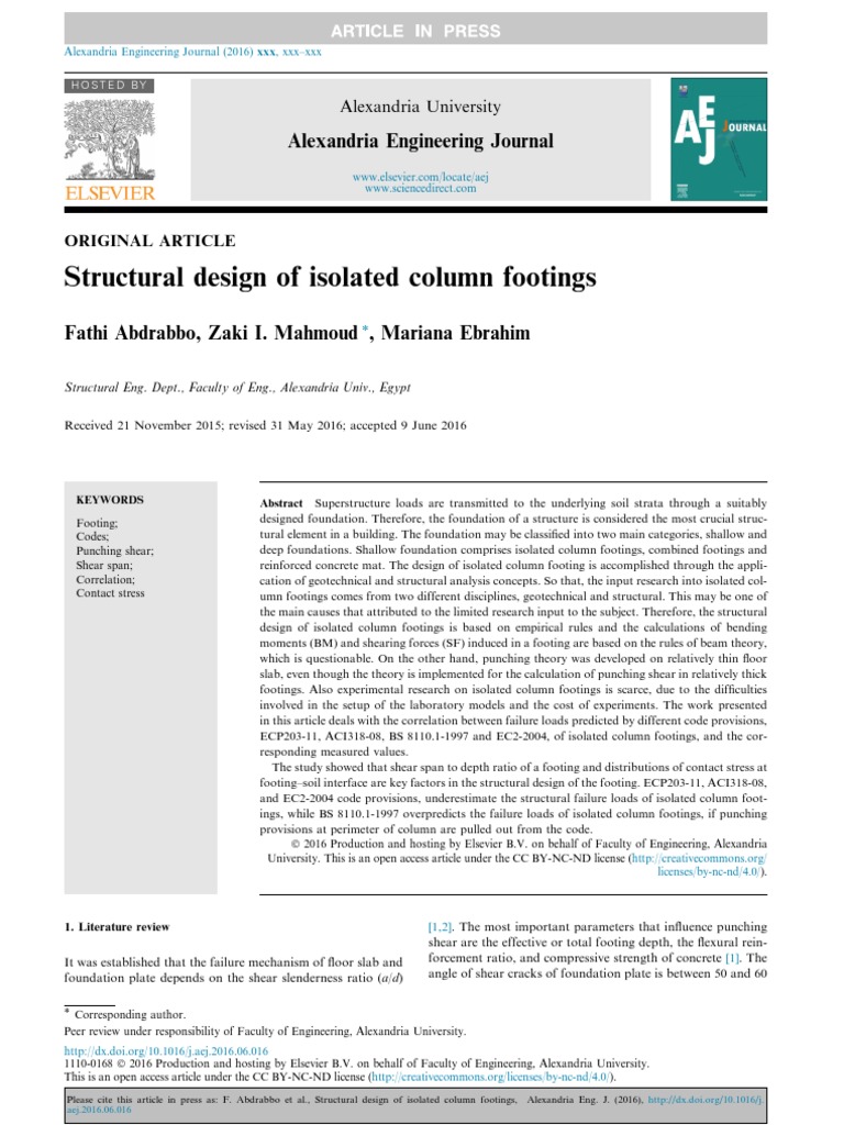 Structural Design of Isolated Column Footings | PDF | Strength Of ...