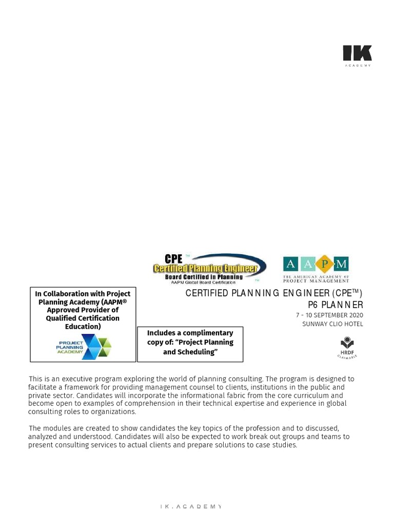Certified Planning Engineer - P6 Planner | PDF | Business