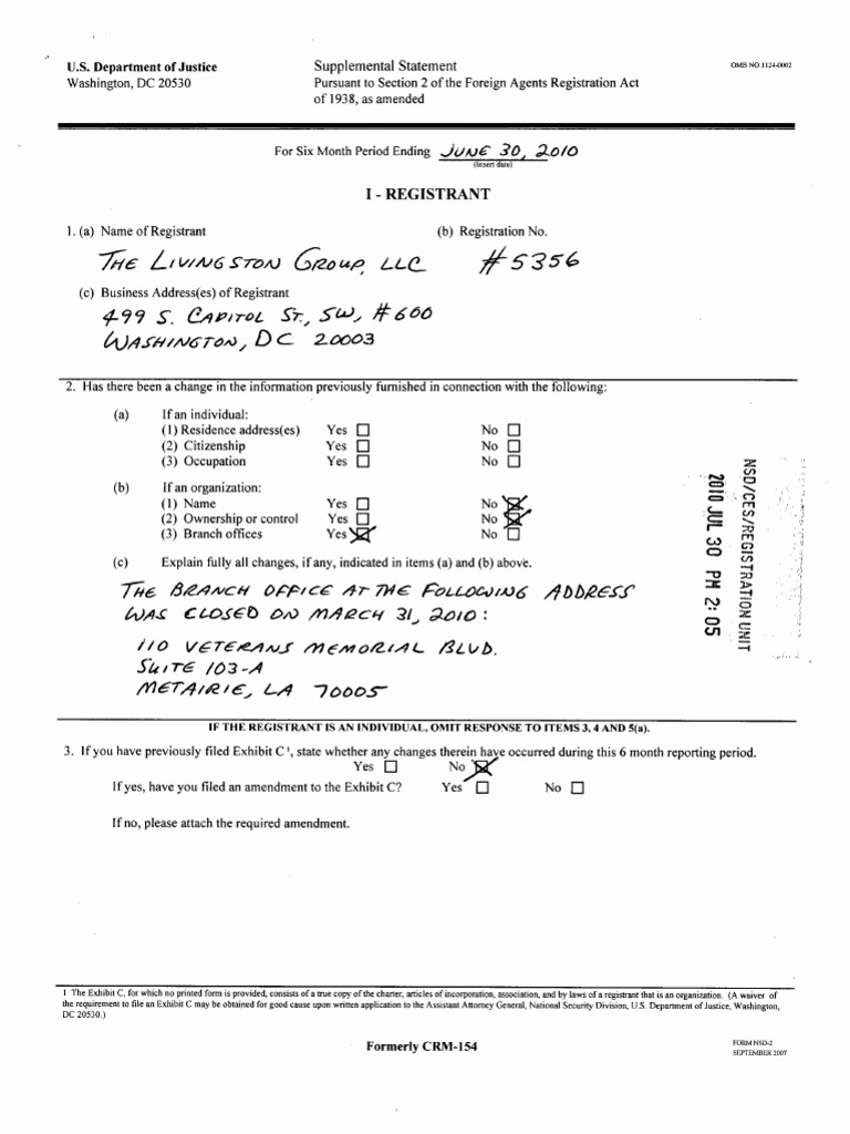 The Foreign Agents Registration Act (FARA) Disclosure For Egypt | PDF