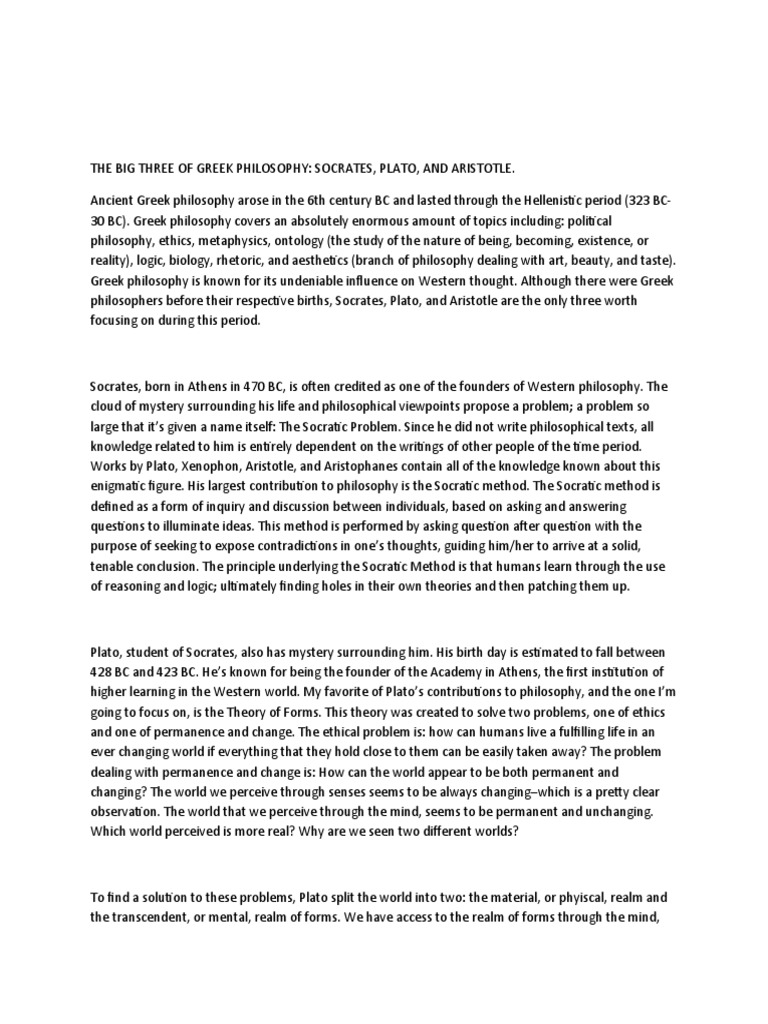 The Big Three of Greek Philosophy | PDF | Ancient Greek Philosophy ...