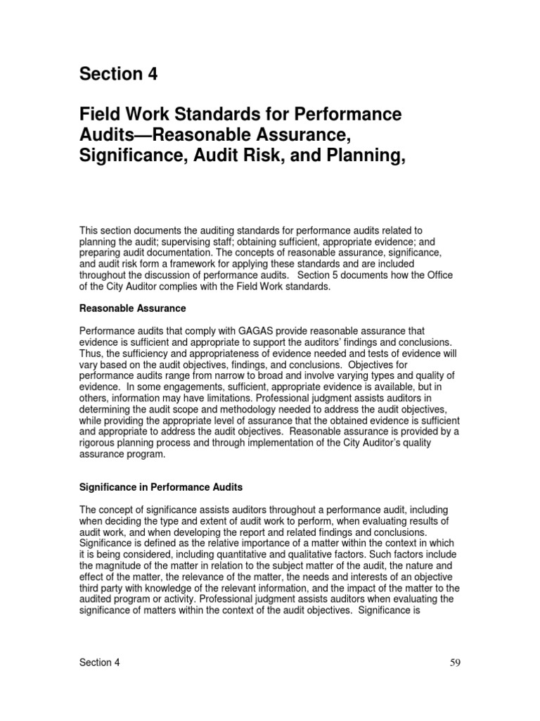 Section 4 Field Work Standards For Performance Audits-Reasonable ...