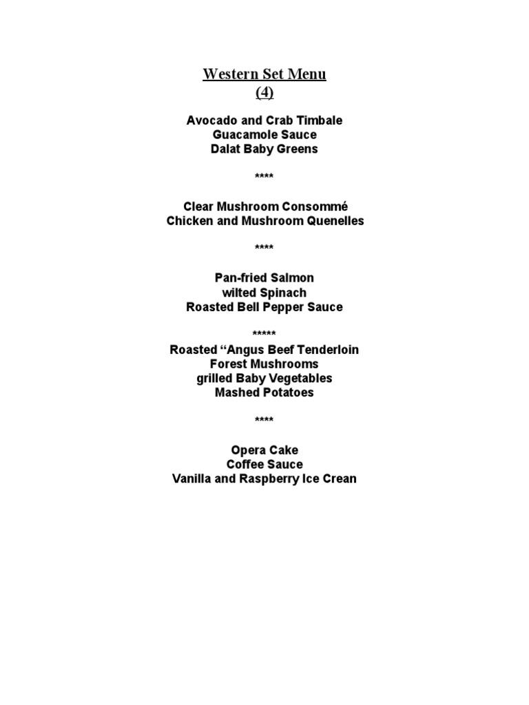 Western Set Menu | PDF