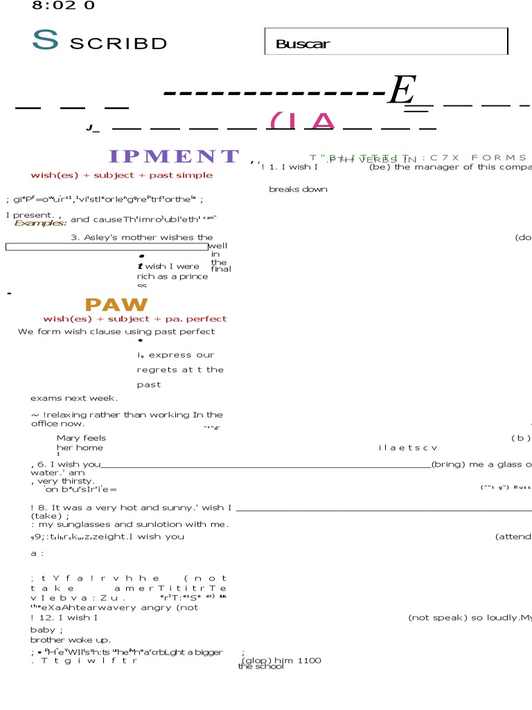 Wishing for Different Past Actions: 21 Example Sentences with "Wish ...