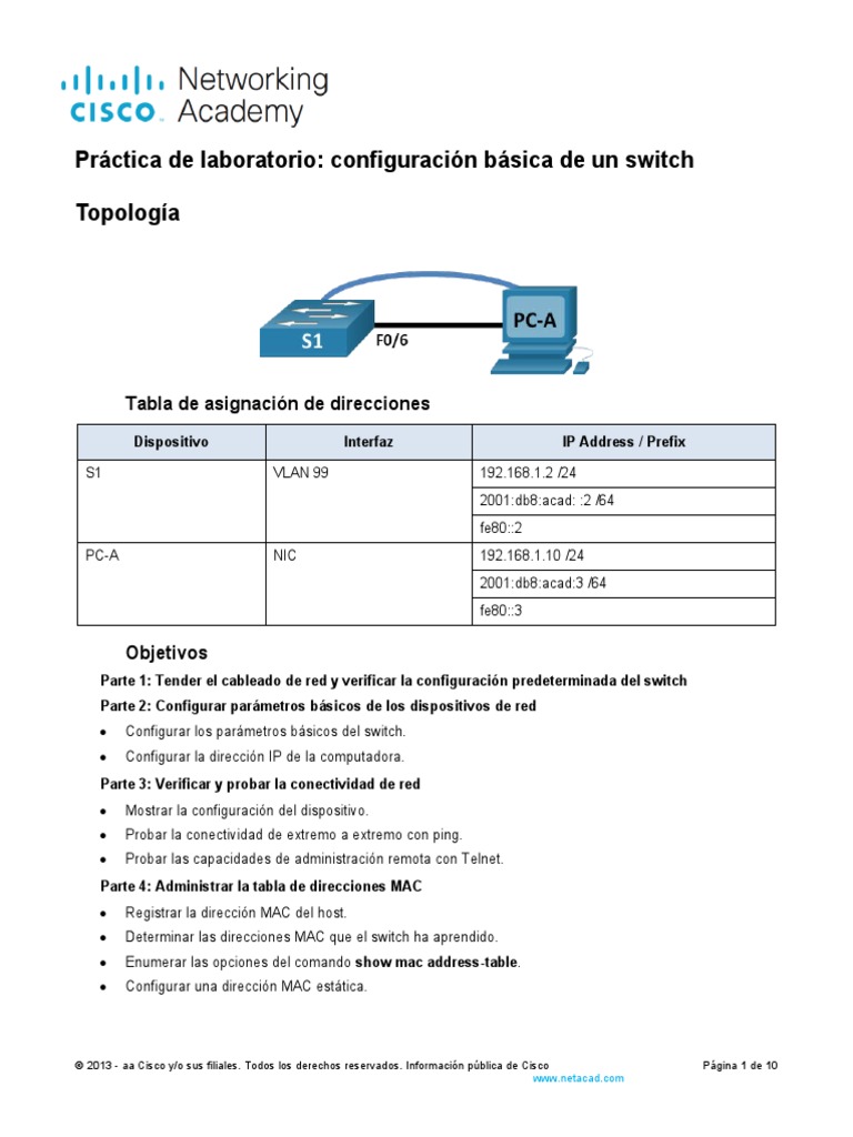 117 Lab Basic Switch Configuration Pdf Dirección Ip 5314