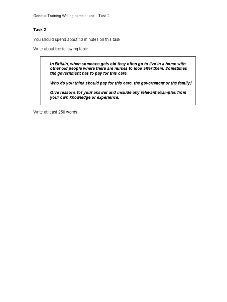 General Training Writing Sample Task - Task 2 PDF | PDF