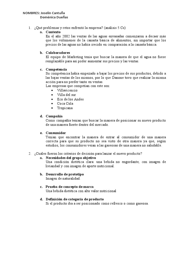 Preguntas Caso Danone | PDF