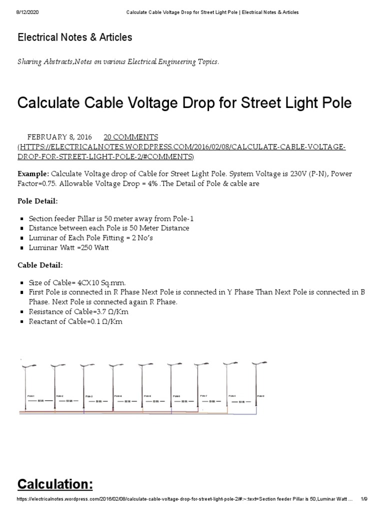 Voltage Drop Formula For Cables
