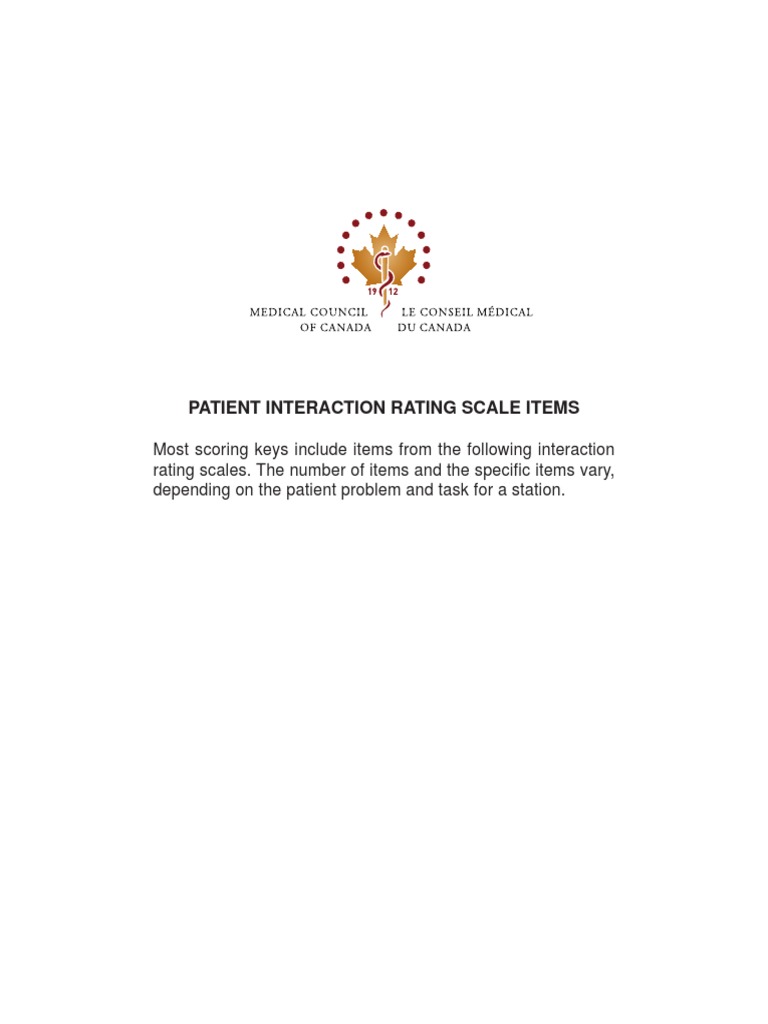 Patient Interaction Rating Scale Items | PDF | Decision Making | Action ...