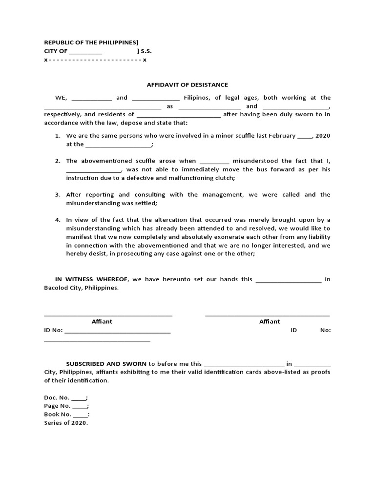 Affidavit of Desistance | PDF