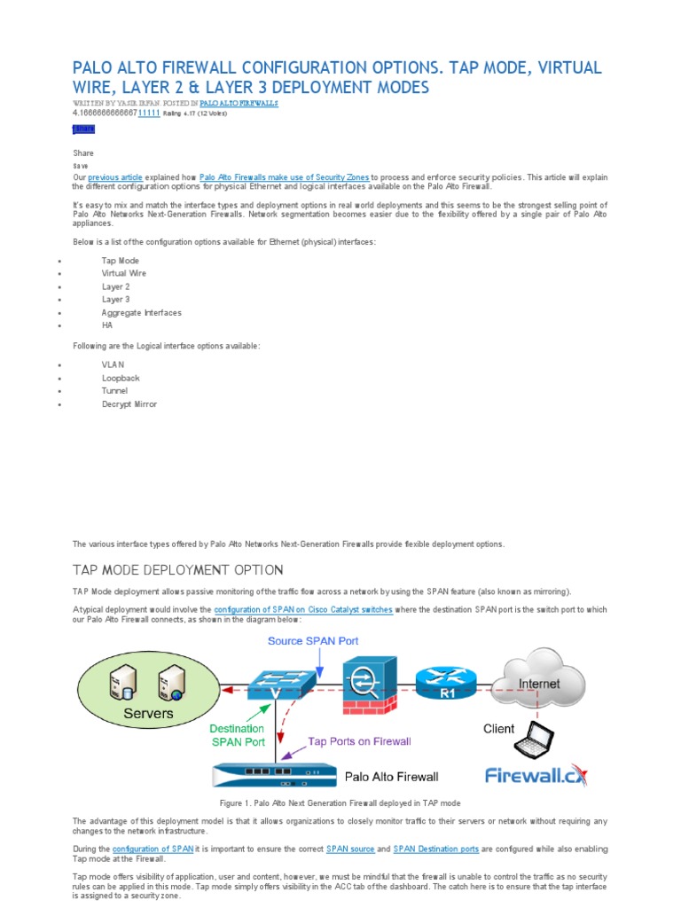 An Overview of Physical and Logical Interface Deployment Options for Palo Alto Next-Generation ...