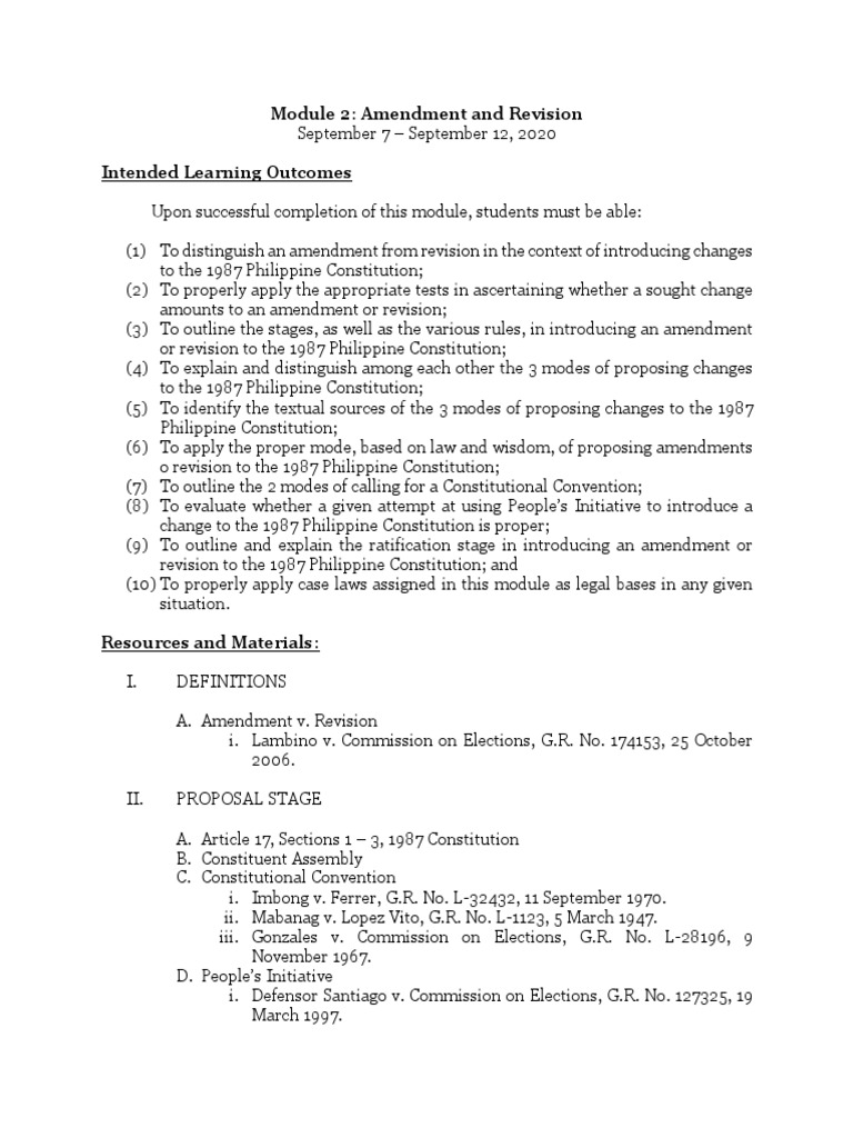 1 - Module 2 Syllabus PDF | PDF | Constitutional Amendment | Constitution