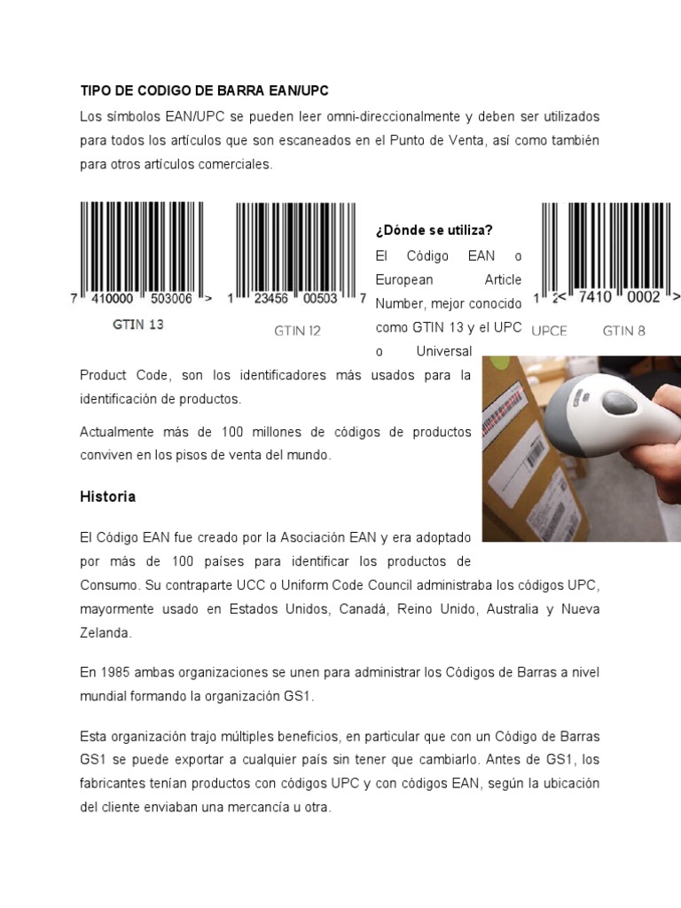 Codigo Upc - Ean Felipe | PDF | Código de barras | Economias