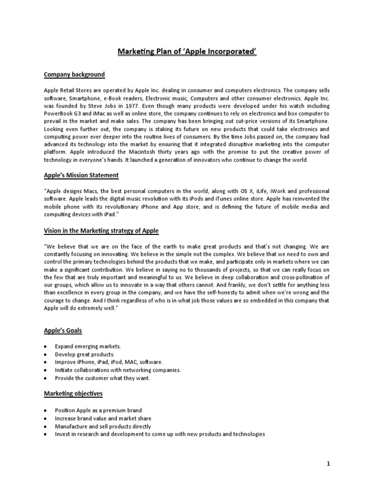 Marketing Plan of Apple Incorporated': Company Background | PDF | Apple ...
