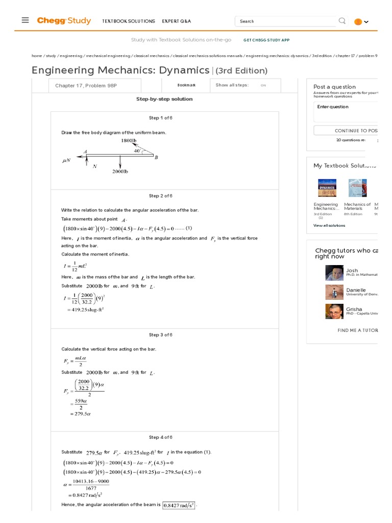 Engineering Mechanics: Dynamics: (3rd Edition) | PDF | Textbook | Force