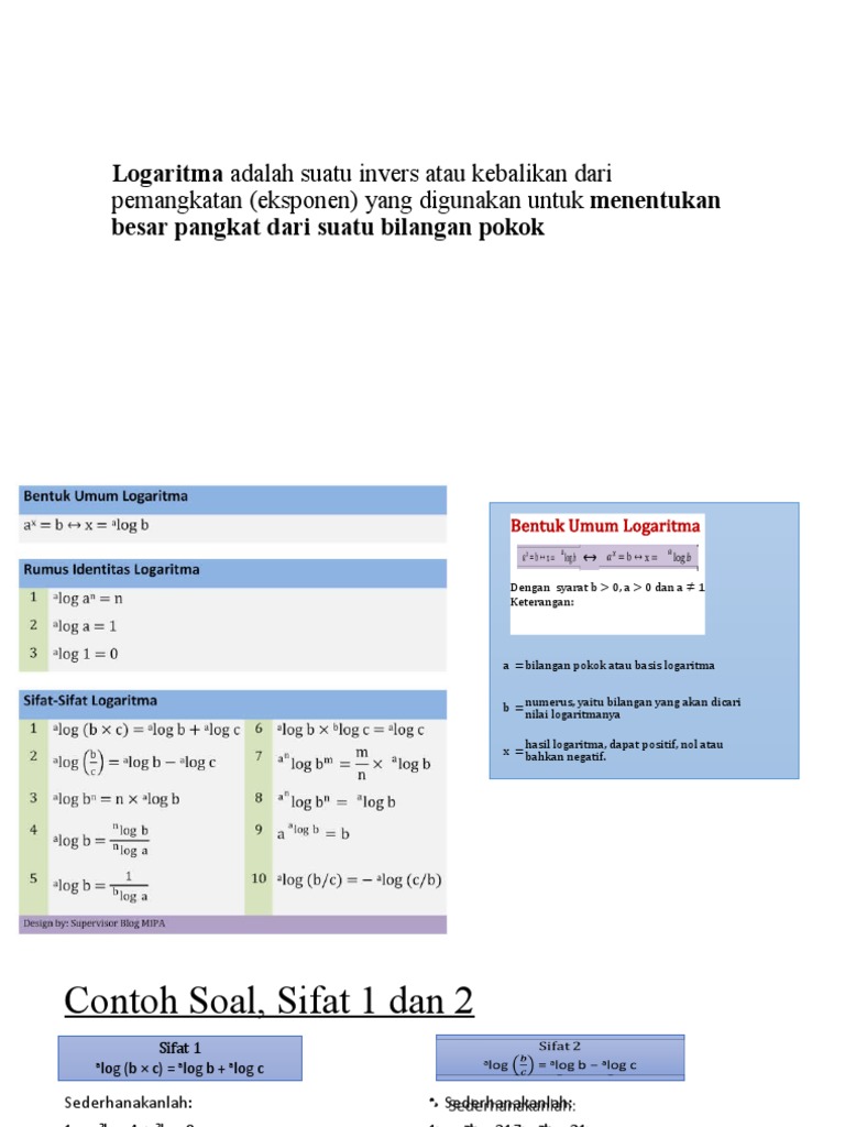 Konsep dan Contoh Logaritma | PDF | Metode & Bahan Ajar | Komputer