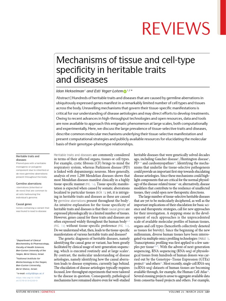 Reviews: Mechanisms of Tissue and Cell-Type Specificity in Heritable ...