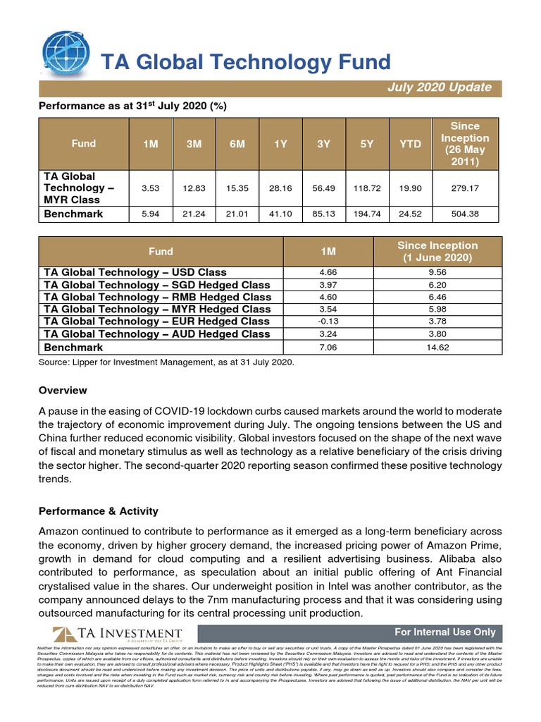 TA Global Technology Fund Update July 2020 | PDF | Investor ...