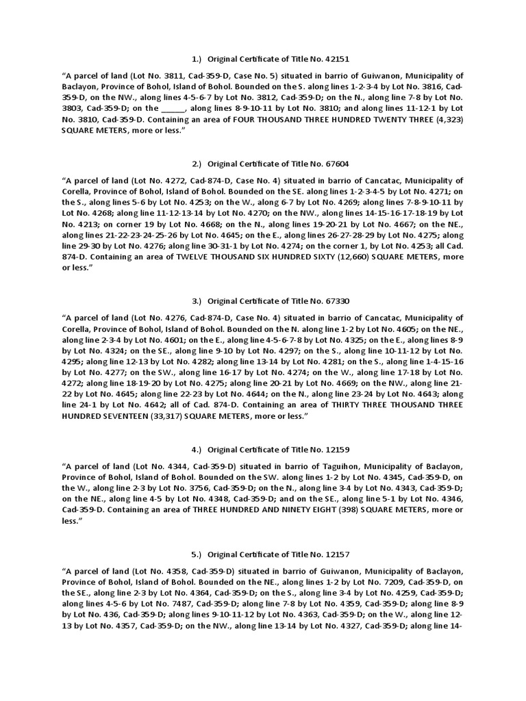 Technical Descriptions of Land Titles | PDF | Land Management | Urban