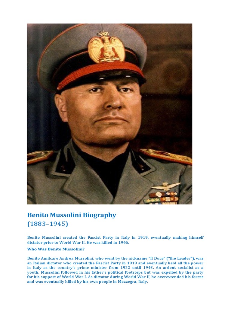 Benito Mussolini Biography | PDF | Benito Mussolini | Fascism