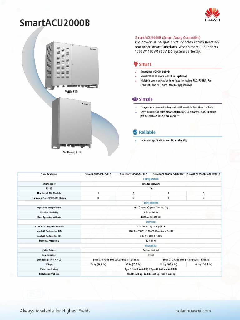 SmartACU2000B-D Specifications Guide | PDF | Programmable Logic ...