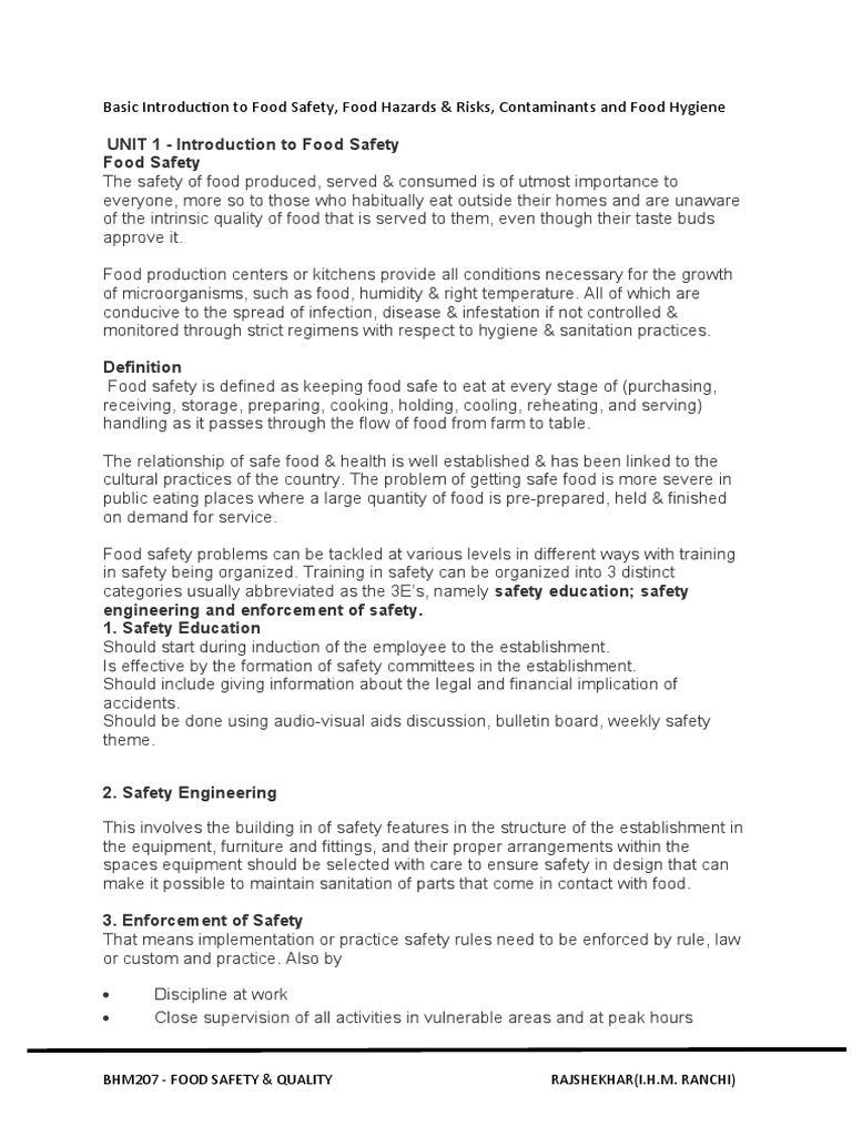Food Safety Notes 2nd Year | PDF | Fermentation | Food Preservation