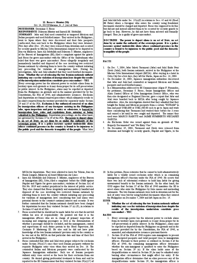 Rosas v. Montor | PDF | Removal Proceedings | Deportation