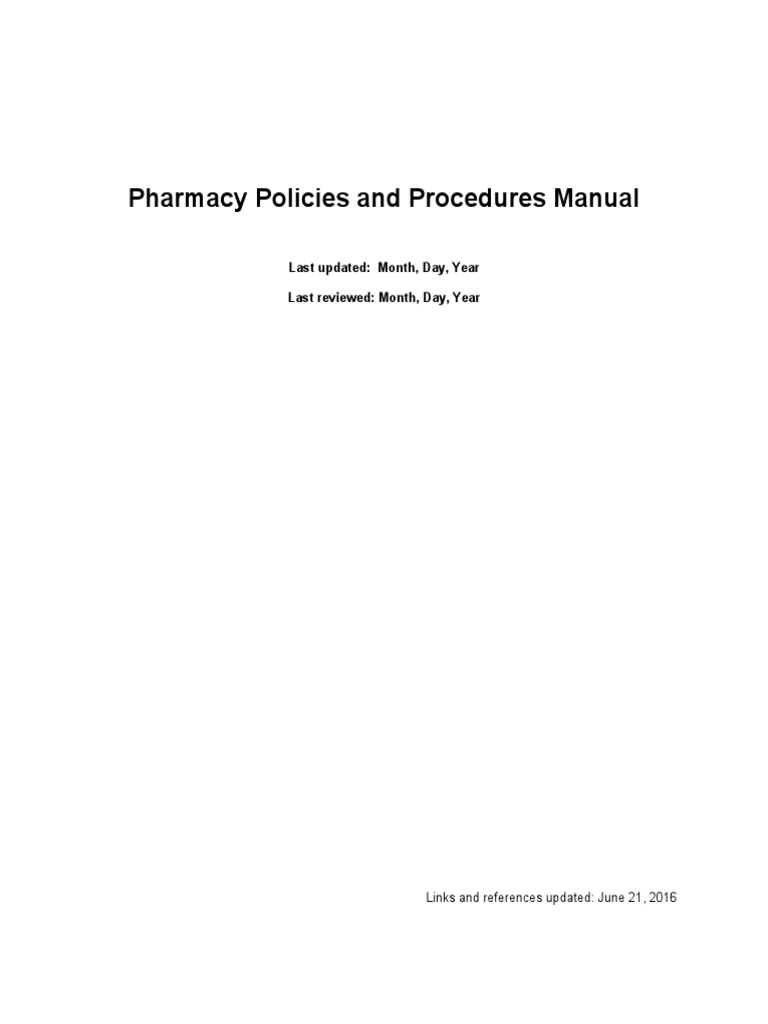 Pharmacy Policies and Procedures Manual | PDF | Pharmacy | Medical ...