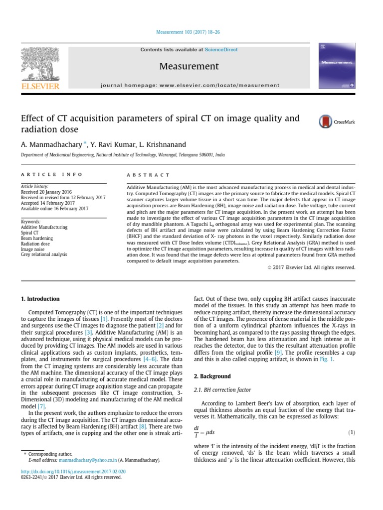 Optimizing Spiral CT Parameters | PDF | Ct Scan | Absorbed Dose