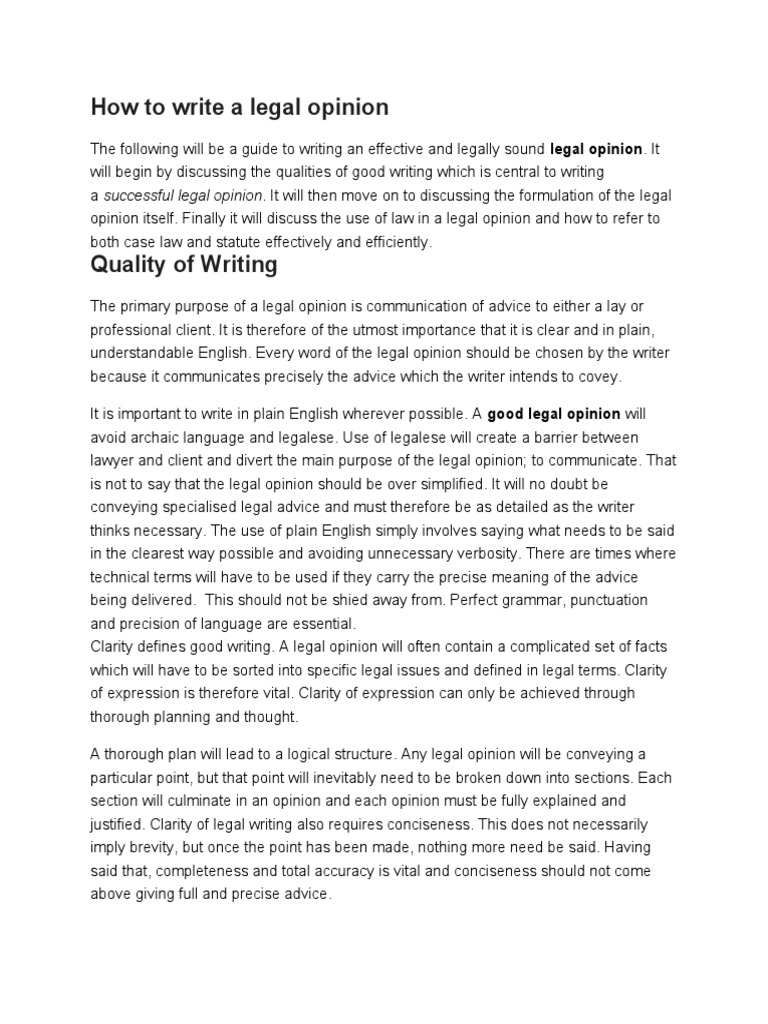 Guide to Writing a Legal Opinion | PDF | Judgment (Law) | Opinion
