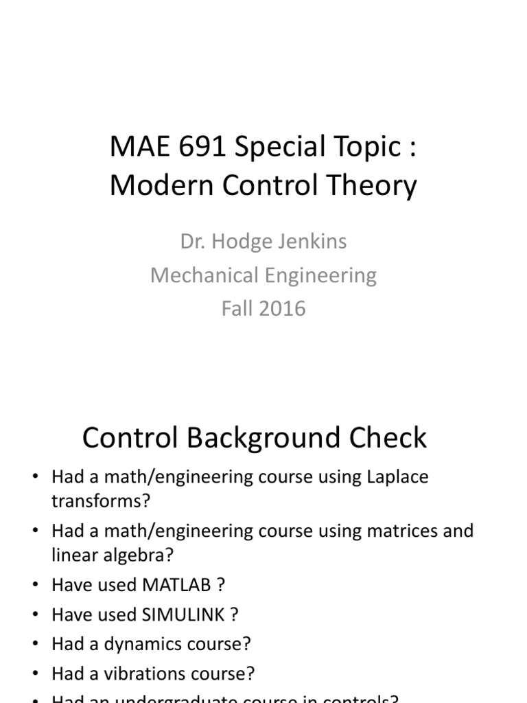 Modern Control Theory Overview | PDF | Control Theory | Control System