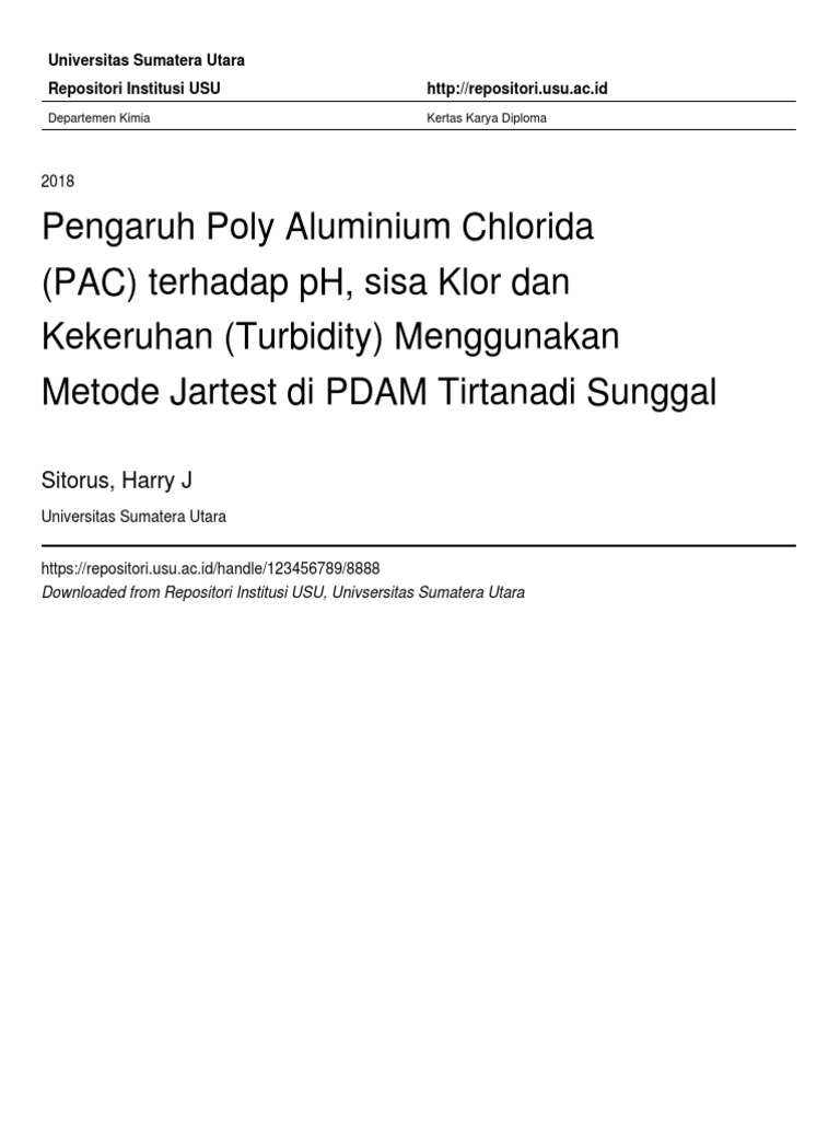 Pengaruh PAC THD PH, Sisa Chlor Dan Kekeruhan | PDF