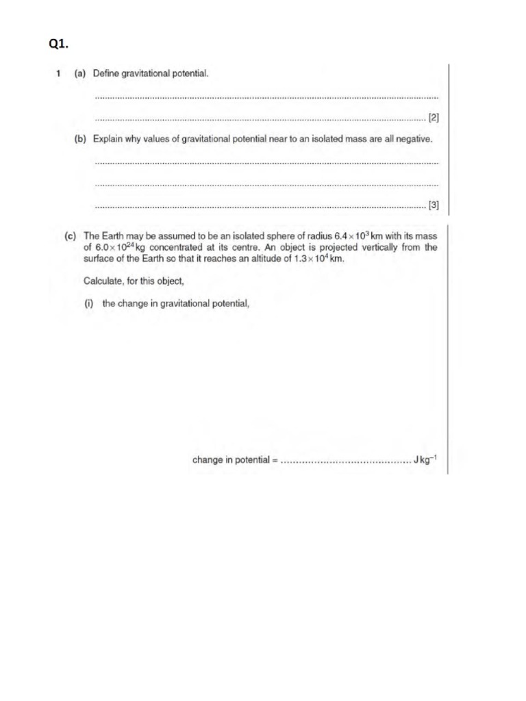 Gravitational Fields Worksheet 2 | PDF