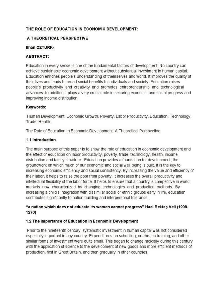 Education's Impact on Economic Growth | PDF | Economic Growth | Human ...
