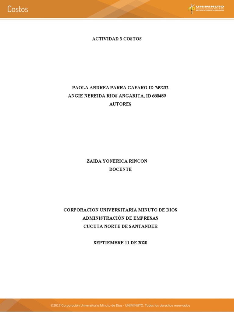 3 Costos Grupo Pao Angie | PDF | Presupuesto | Economias