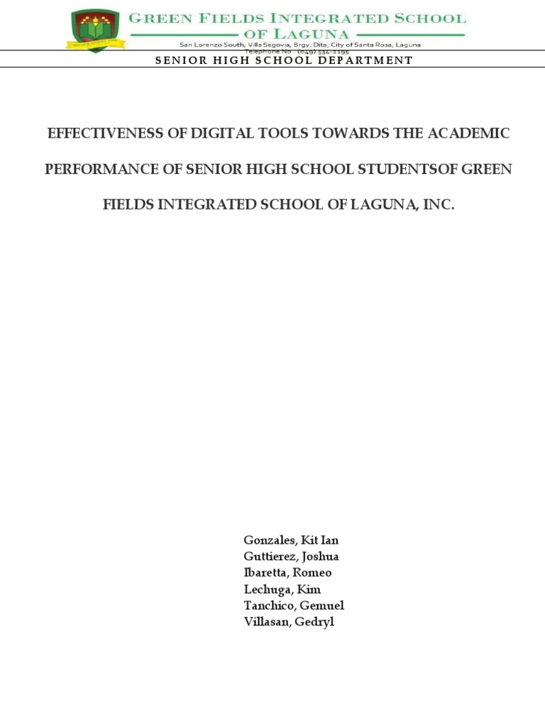 Resarch Chap1-3 - Effectiveness of Digital Tools | PDF | Self Efficacy | Educational Technology