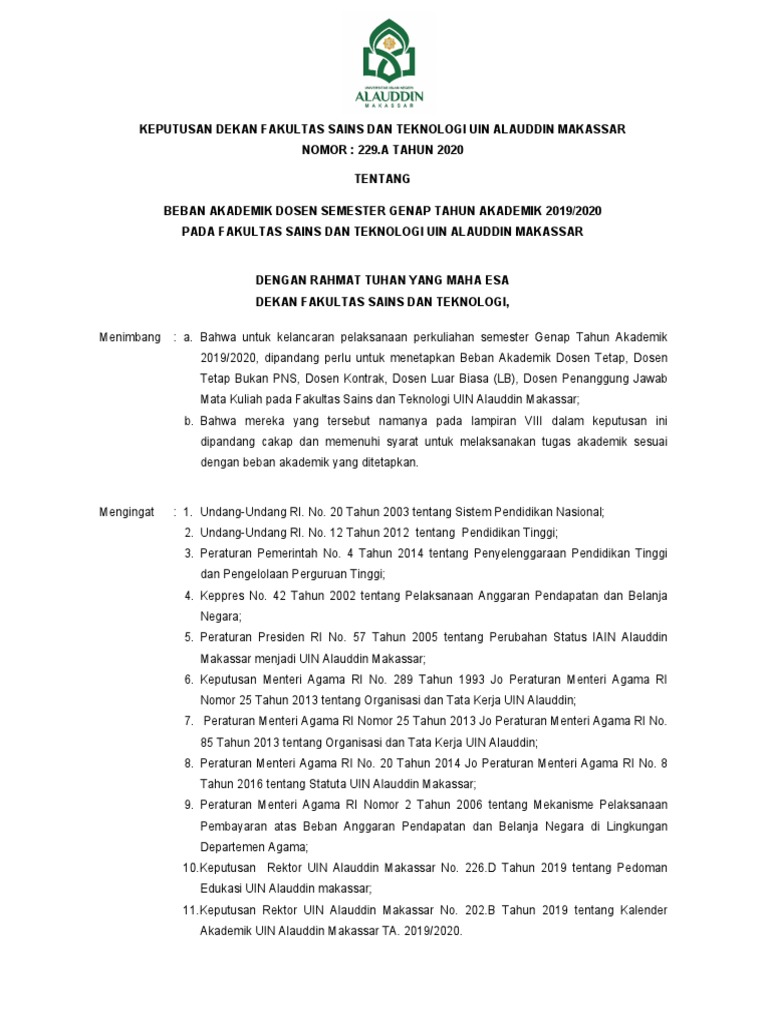 SK Mengajar PWK Genap 1920 | PDF